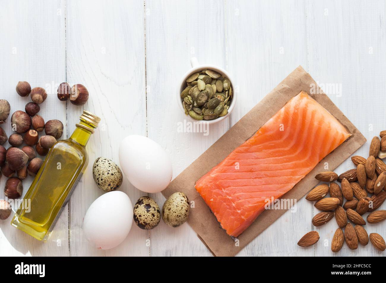 Healthy fats products. Source of Omega 3 and Omega 6. Salmon fish ...