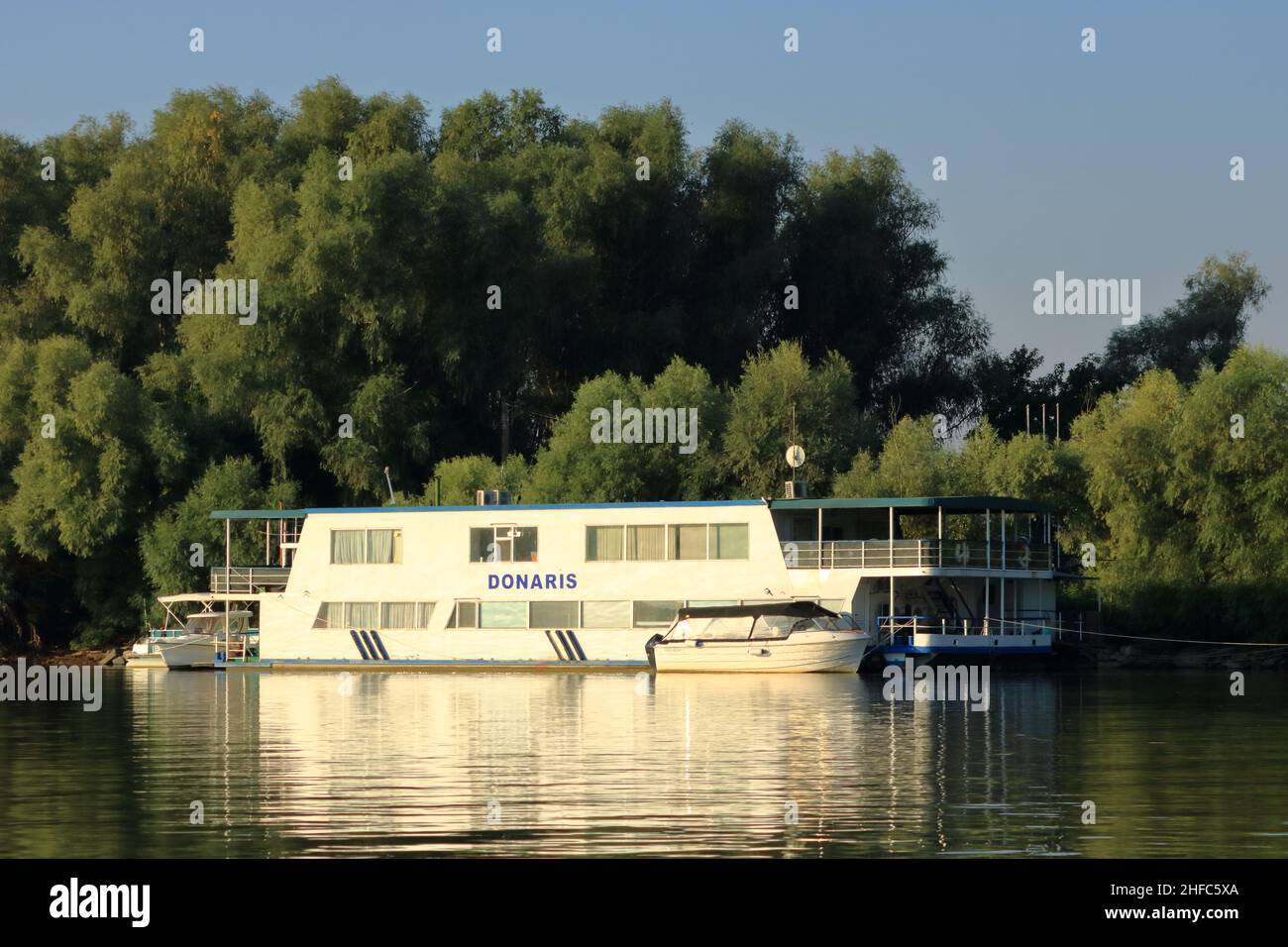 Boat for tourists in Danube Delta in Romania Stock Photo - Alamy