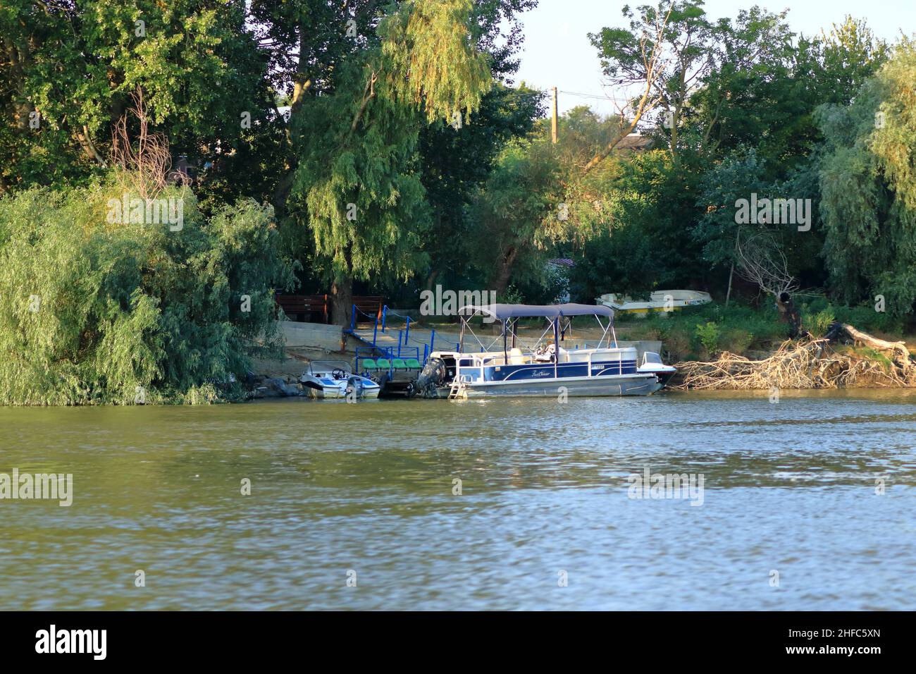 Boat for tourists in Danube Delta in Romania Stock Photo - Alamy