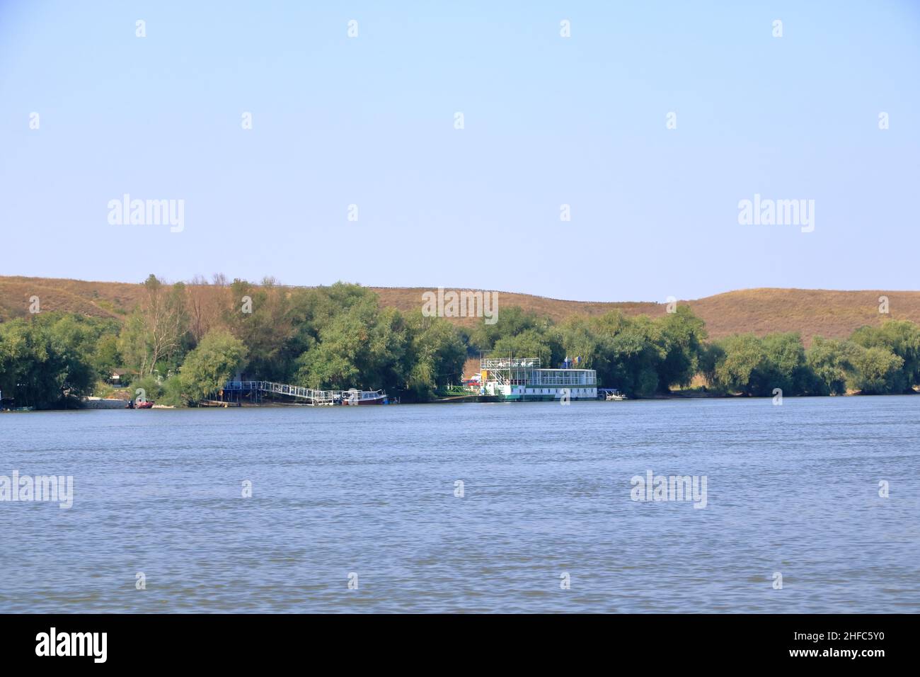 Boat for tourists in Danube Delta in Romania Stock Photo - Alamy