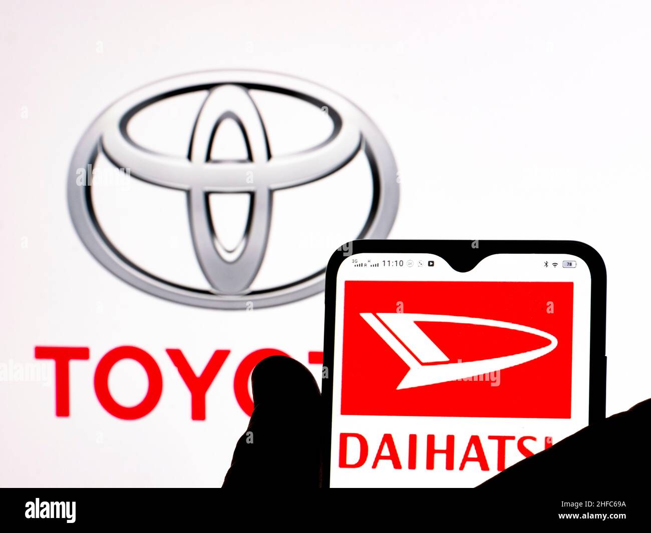 In this photo illustration, the Ranz Toyota Subsidiary logo is seen ...