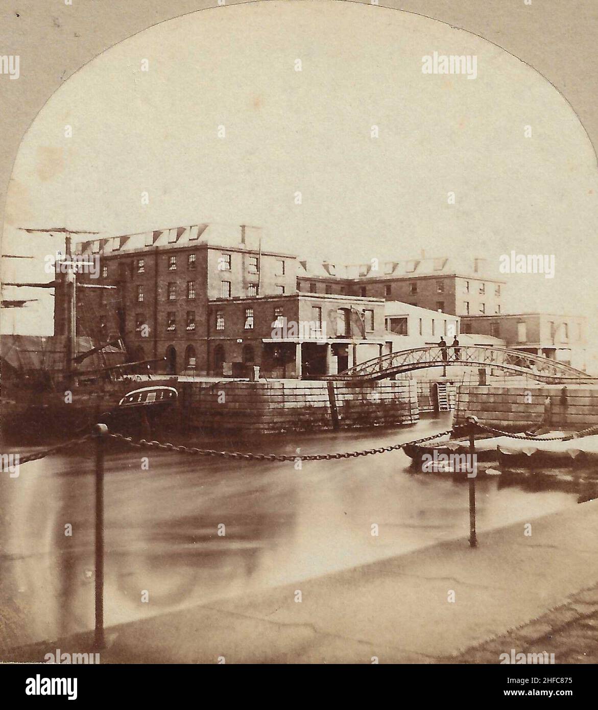 Stereoview - View in the Naval Dockyard , Showing the Naval Barracks ...