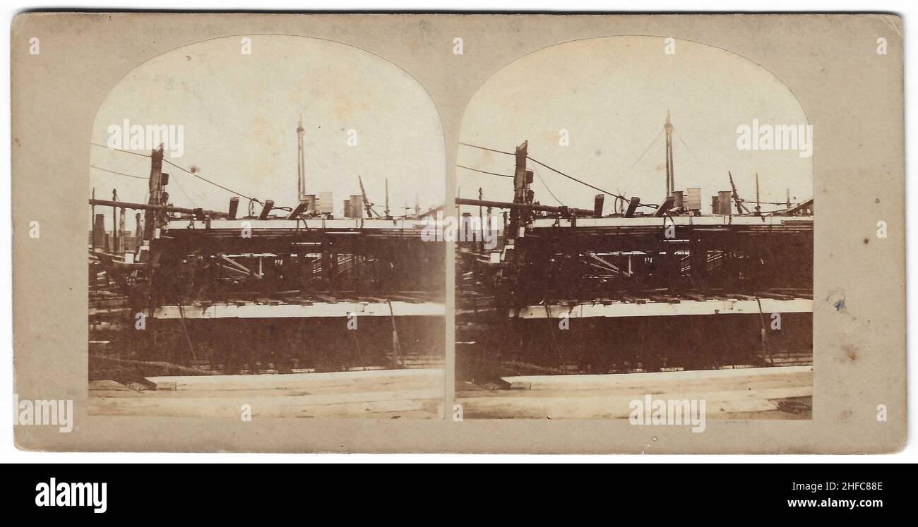 Stereoview - View in the Royal Dock-Yard and Sheerness Harbour - Stern ...