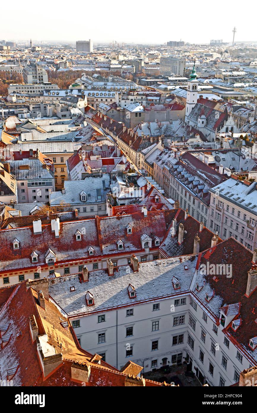 view over Vienna in snow with clear sky Stock Photo - Alamy
