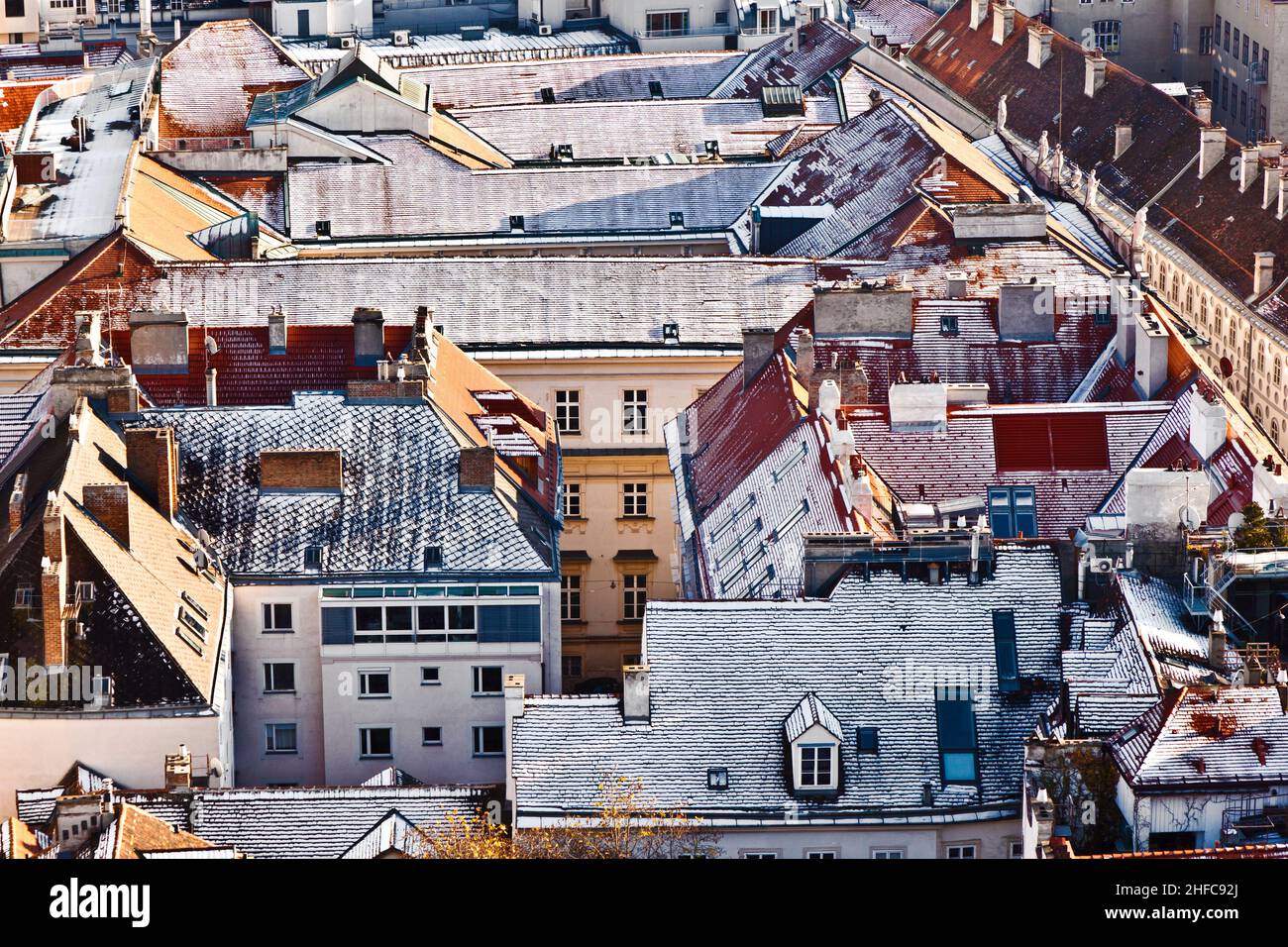 view over Vienna in snow with clear sky Stock Photo - Alamy