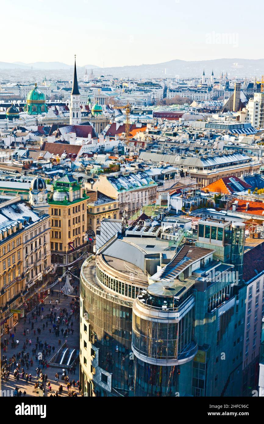 view over Vienna in snow with clear sky Stock Photo - Alamy