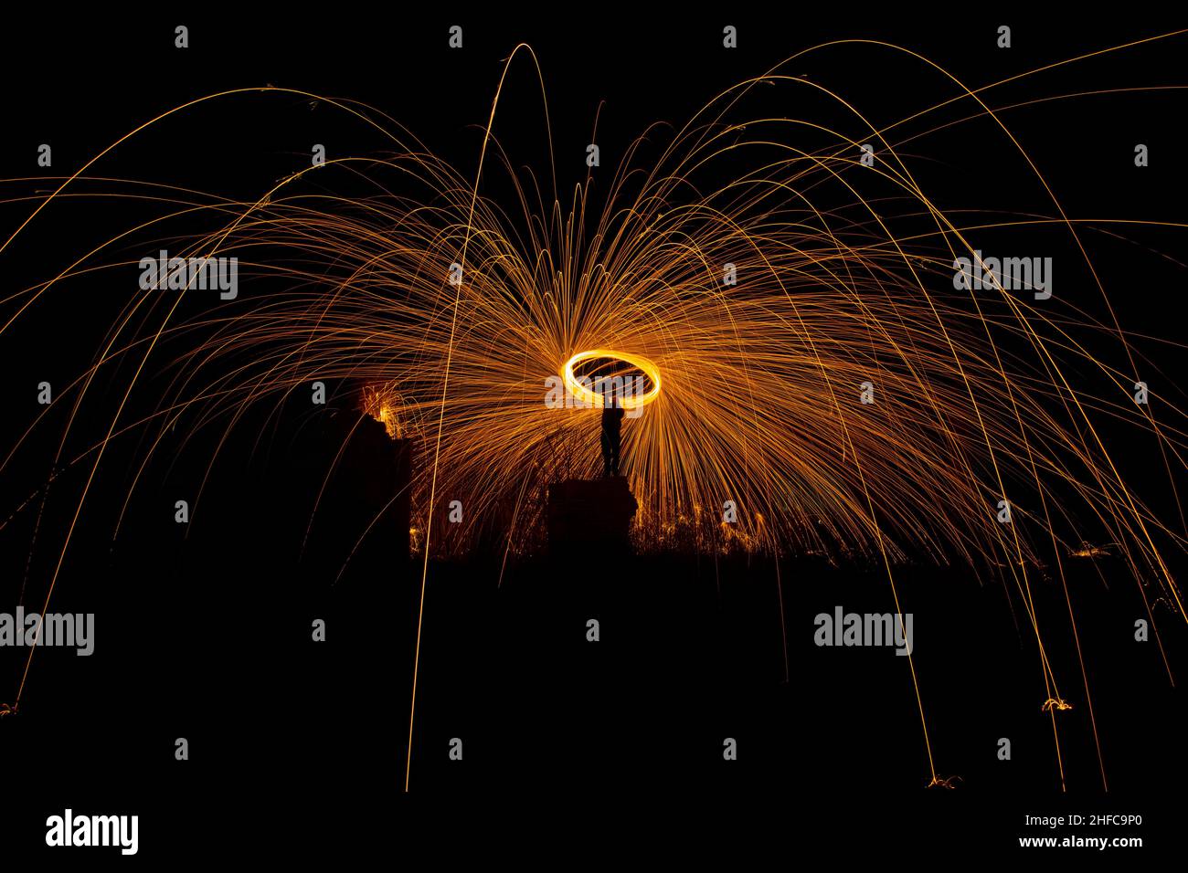 Circular red lights with sparks Stock Photo - Alamy