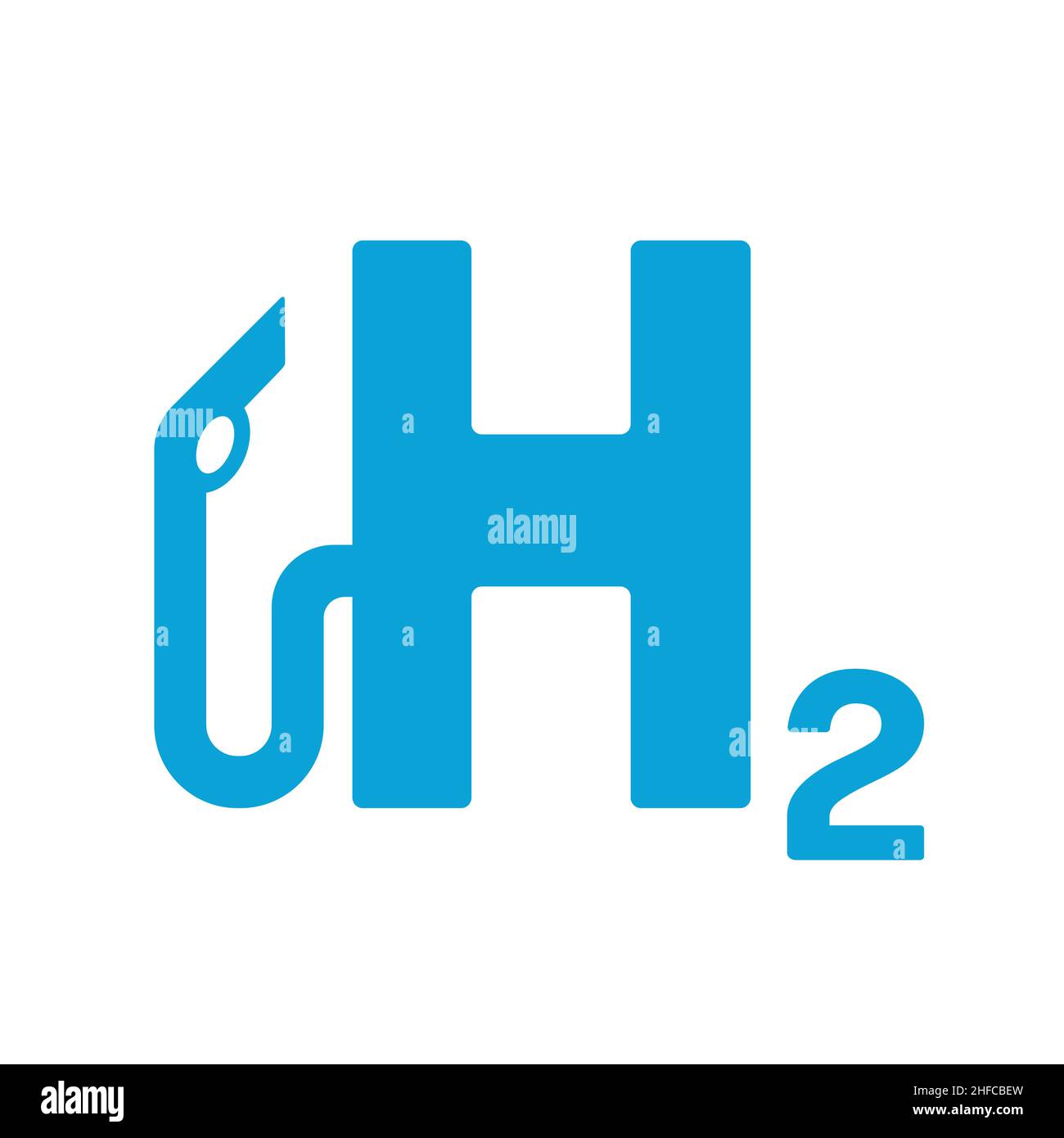 Blue H2 Hydrogen filling Gas Pump station logo icon isolated on white ...