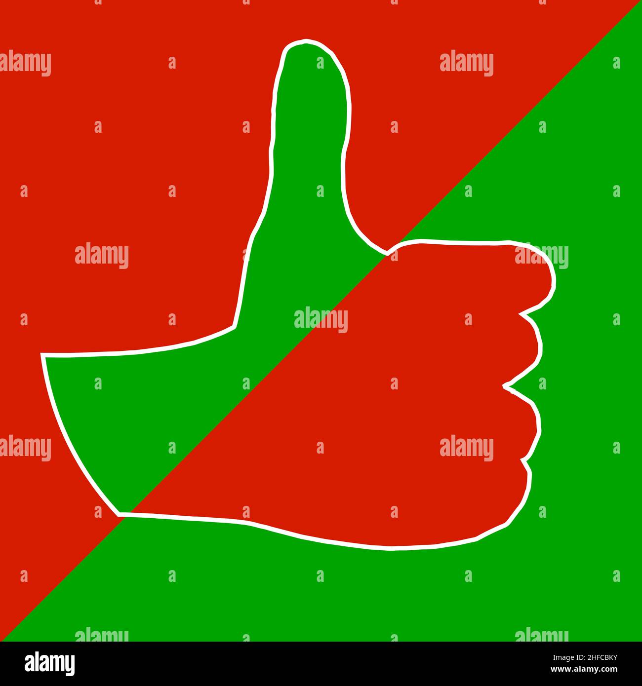 A green and red two tone hand giving the thumbs up sign all over a ...
