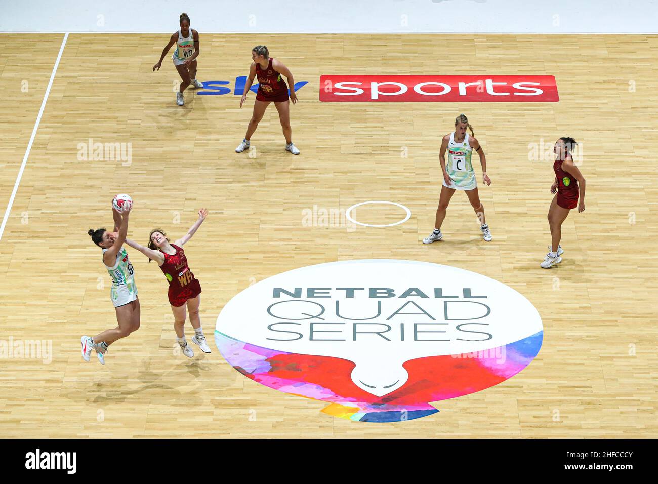 General view of the action during the Netball Quad Series match at the ...