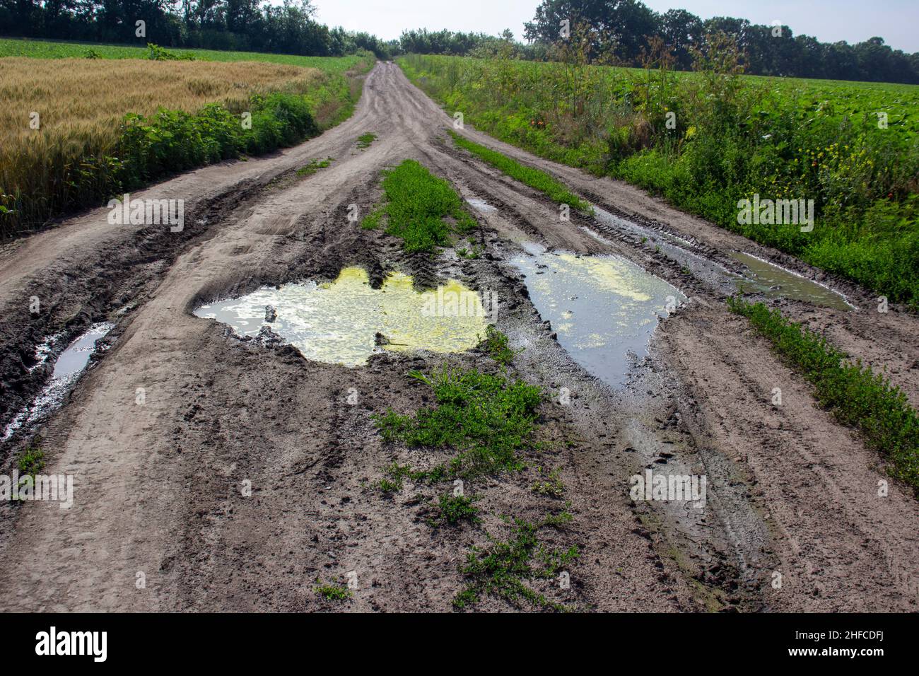 Deep puddle on a dirty road hi-res stock photography and images - Alamy