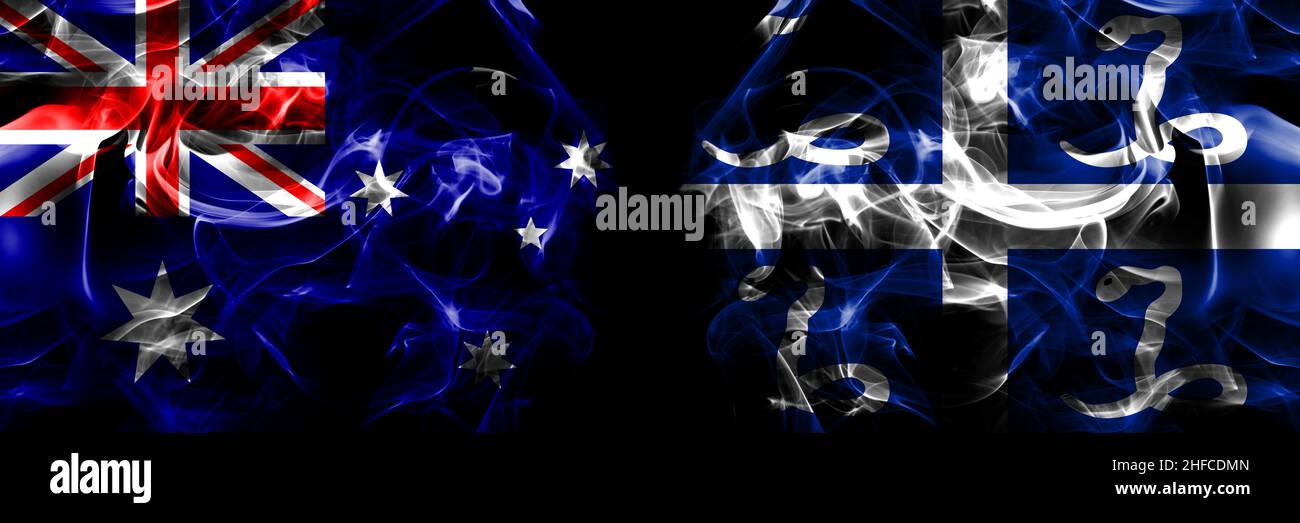 Flags of Australia, Australian vs France, French, Martinique. Smoke ...