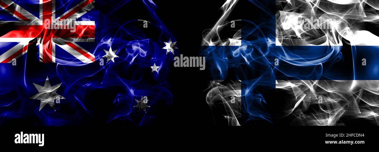 Flags of Australia, Australian vs Finland, Finnish. Smoke flag placed ...