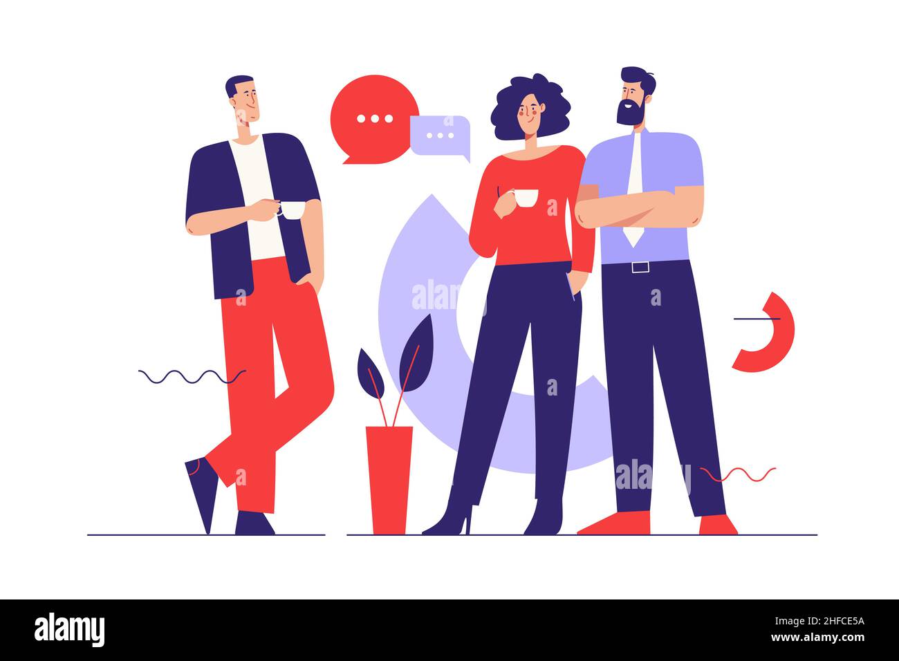 Vector illustration on the subject of coffee break and communication ...