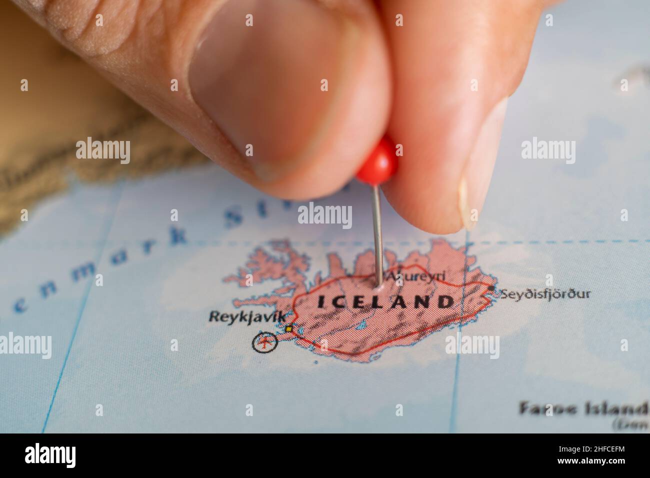 Iceland pin on a world map. Iceland travel destination planning pinned ...