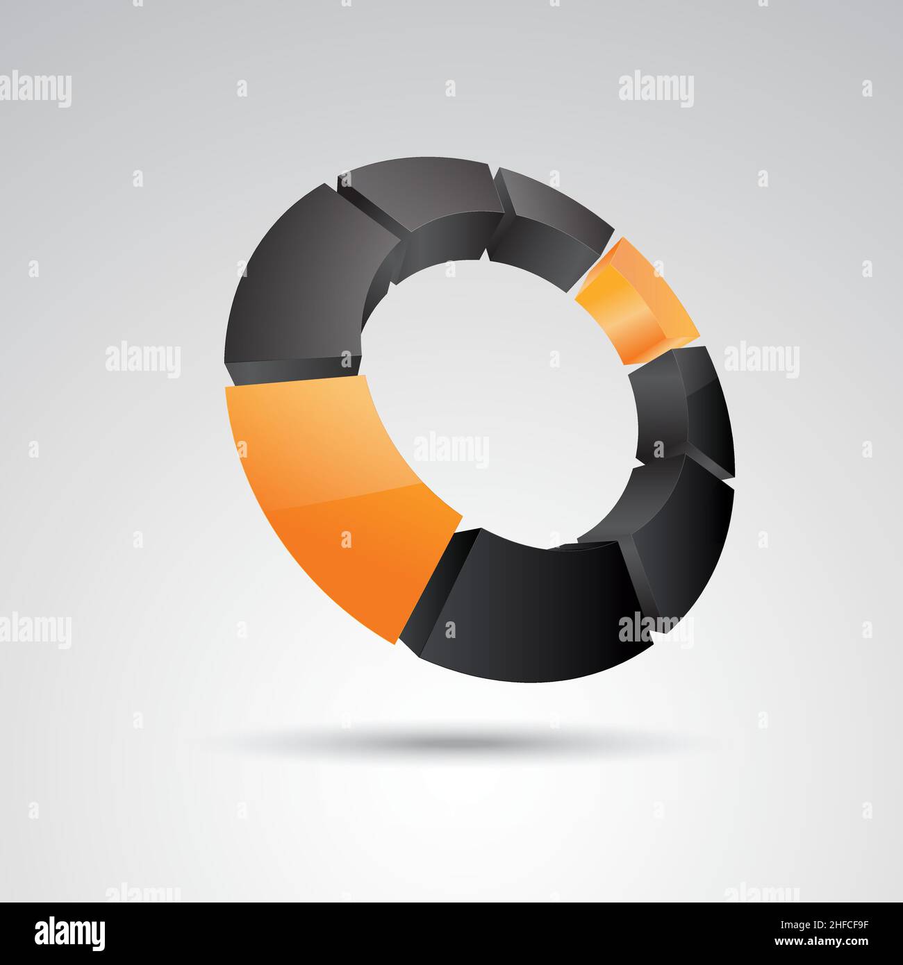 ring frames 3d vector icon as logo formation in black and orange glossy ...