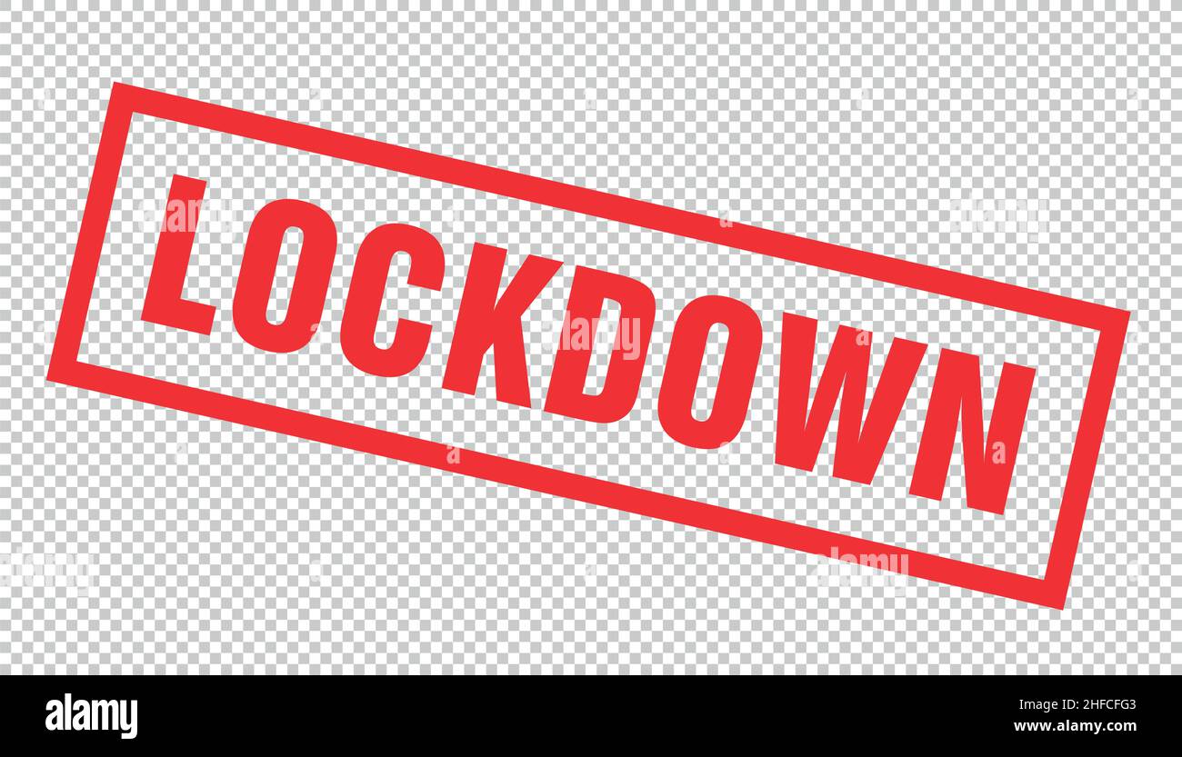 Lockdown Rubber Stamp for Coronovirus pandemic. Red Lockdown Rubber Grunge Stamp Seal on checked ...