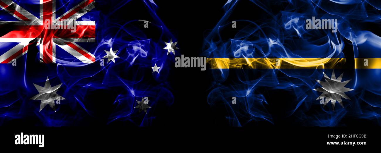 Flags of Australia, Australian vs Nauru, Nauruan. Smoke flag placed ...