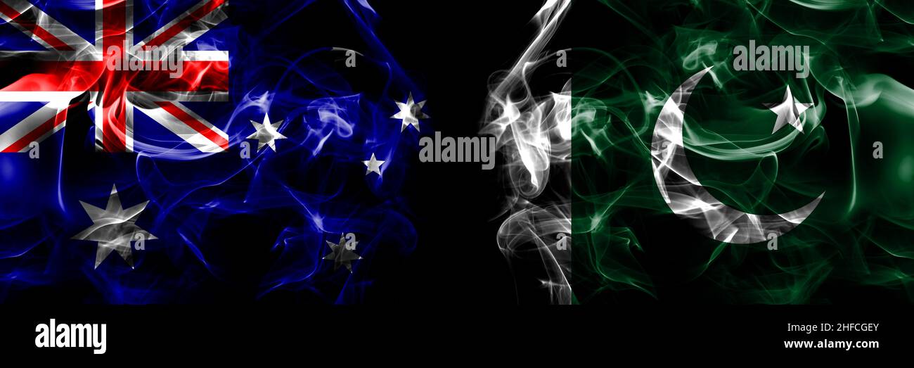 Flags of Australia, Australian vs Pakistan, Pakistani. Smoke flag ...