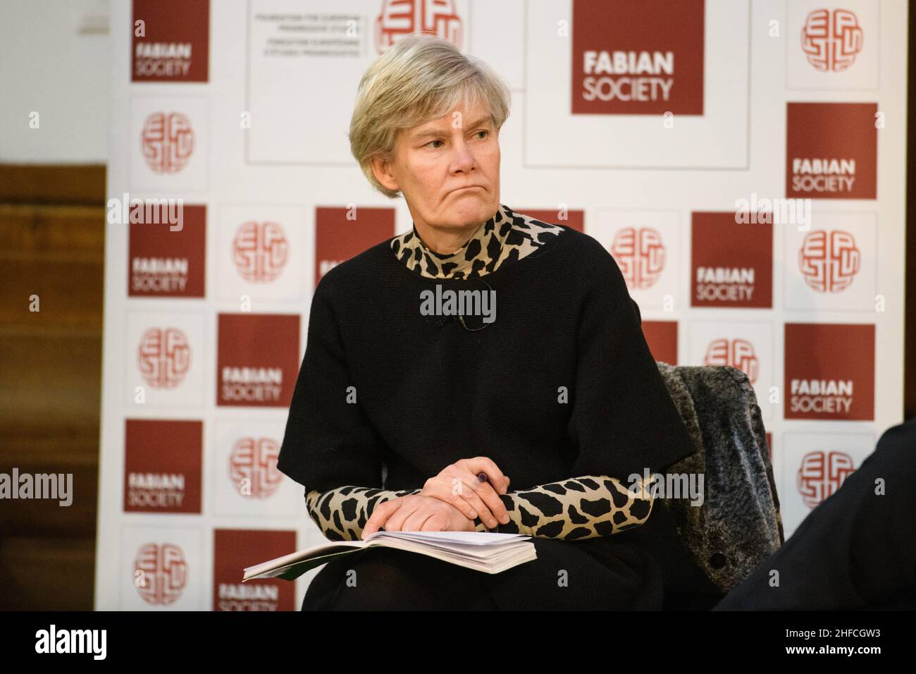 London, UK. 15 January 2022. Kate Green MP speaking at the Fabian ...