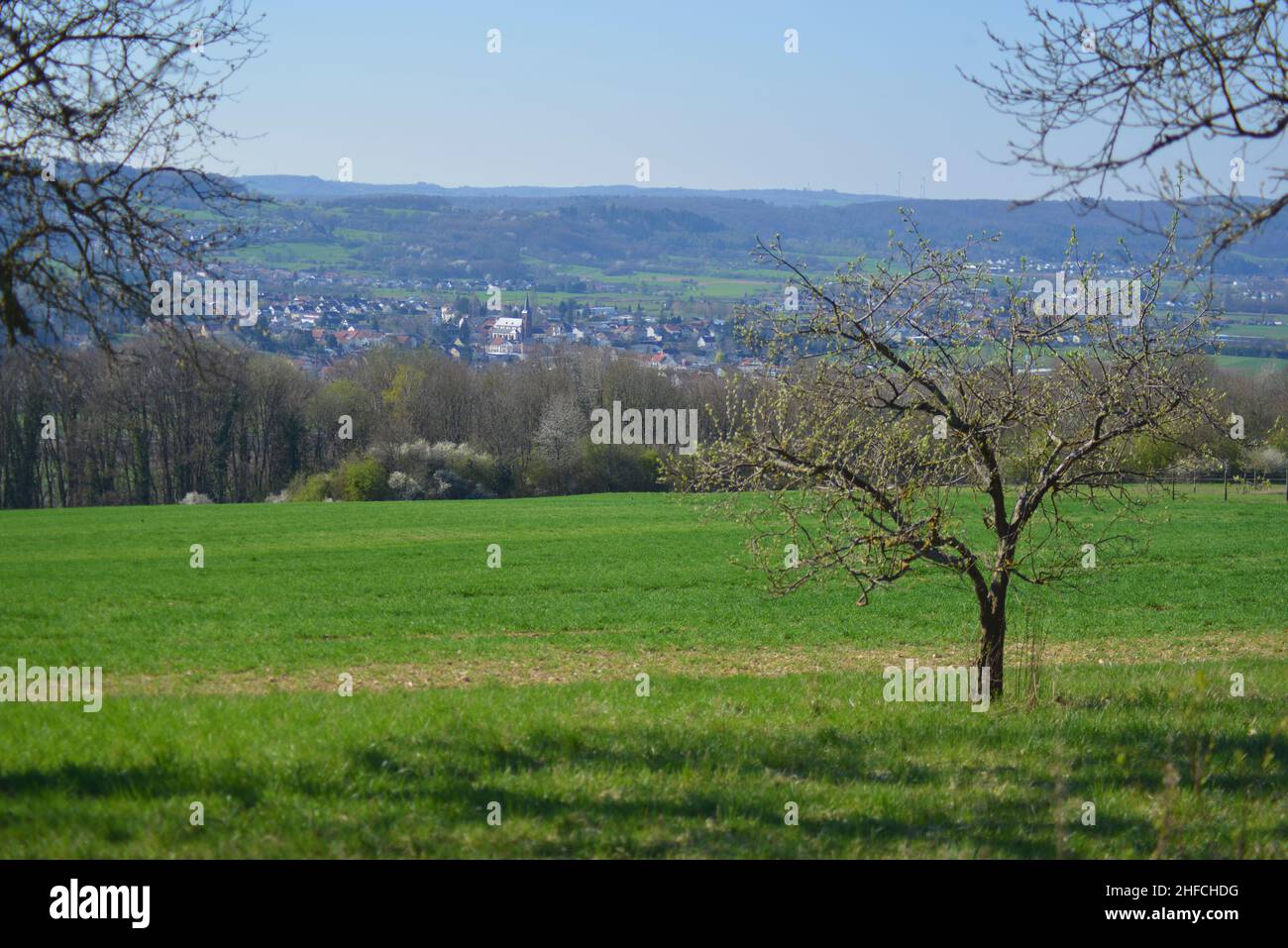 beautiful view from the Panoramaweg on Hilbringen and the city of ...