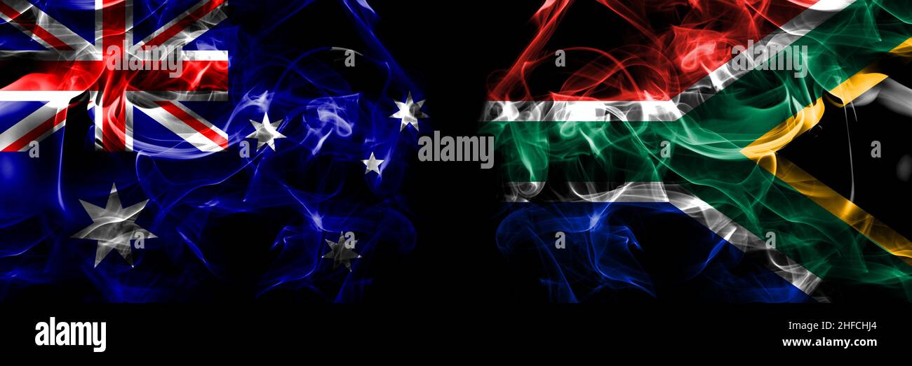 Flags of Australia, Australian vs South Africa, African. Smoke flag ...