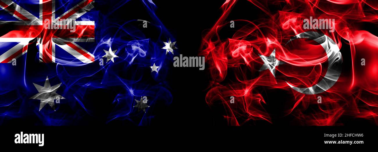 Flags of Australia, Australian vs Turkey, Turkish, Turk. Smoke flag ...