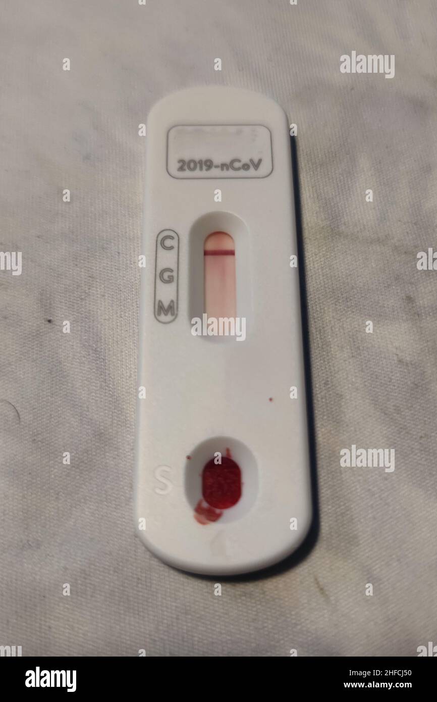 negative blood covid home test detail close up Stock Photo - Alamy