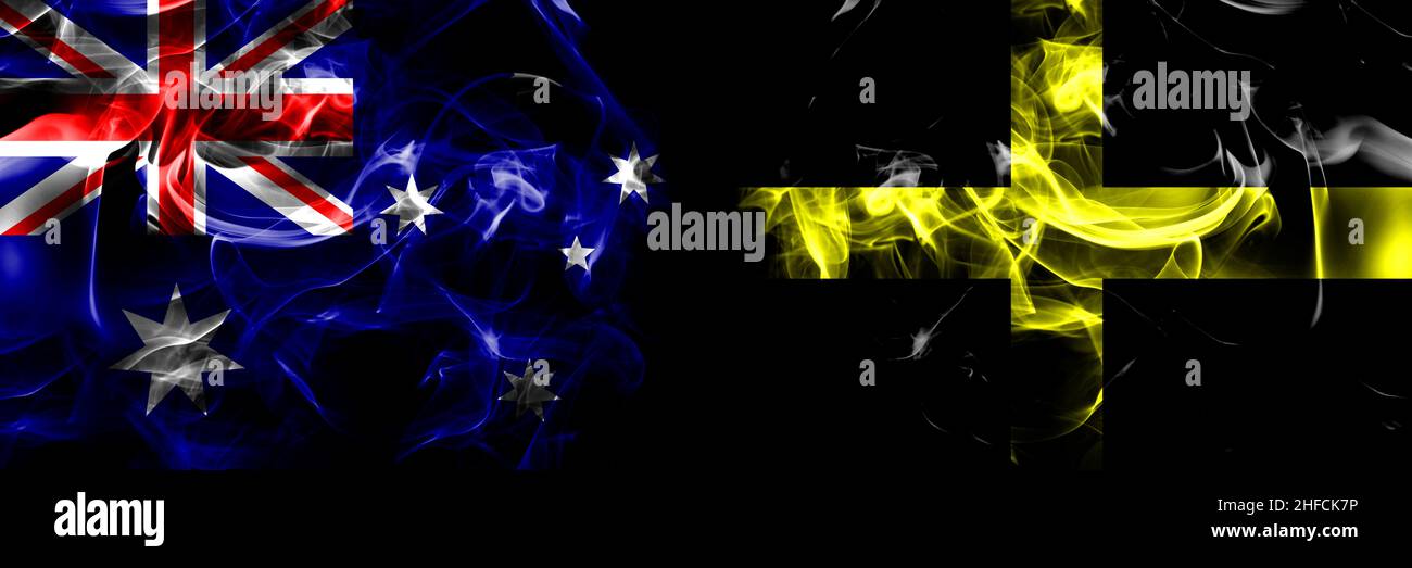 Flags of Australia, Australian vs Wales, Welsh, Saint David. Smoke flag ...