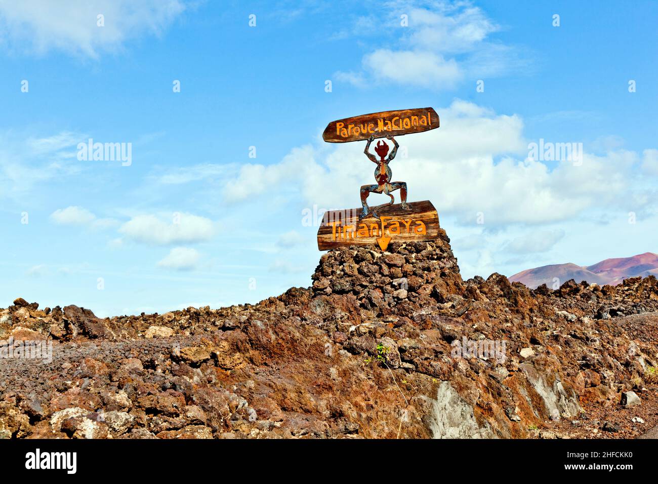 el diabolo, the timanfaya sign in Lanzarote Stock Photo - Alamy