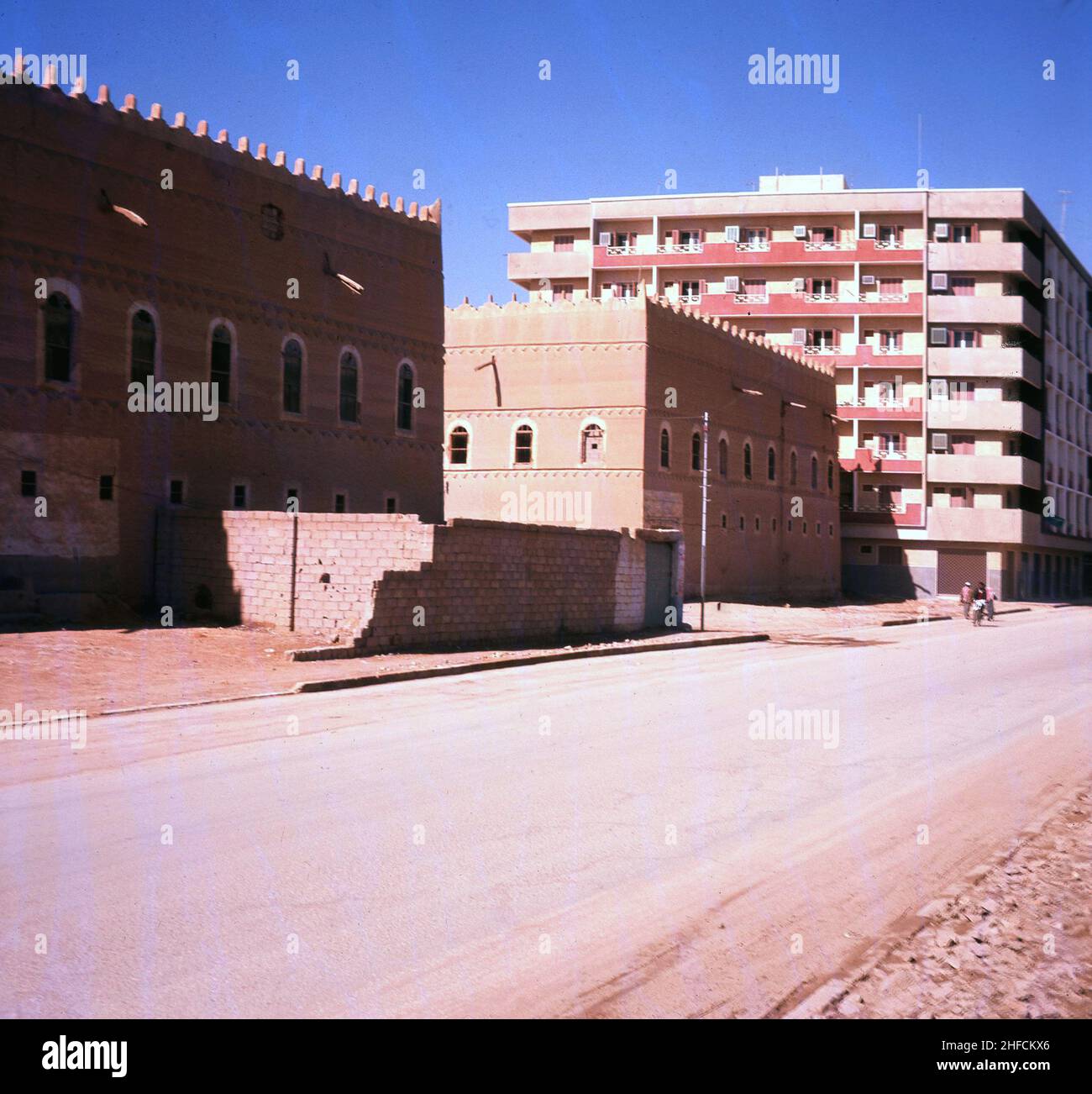 1960s, historical, an empty back street in Jeddah, Saudi Arabia ...