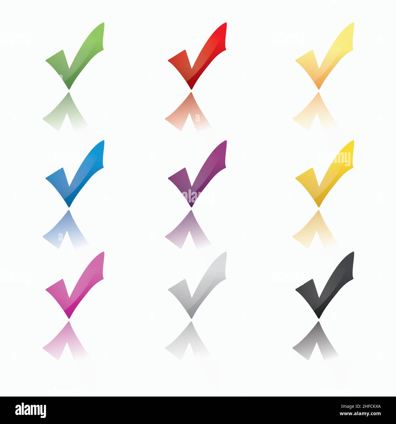 Check icon set in different color glossy stile, ok symbol in different ...