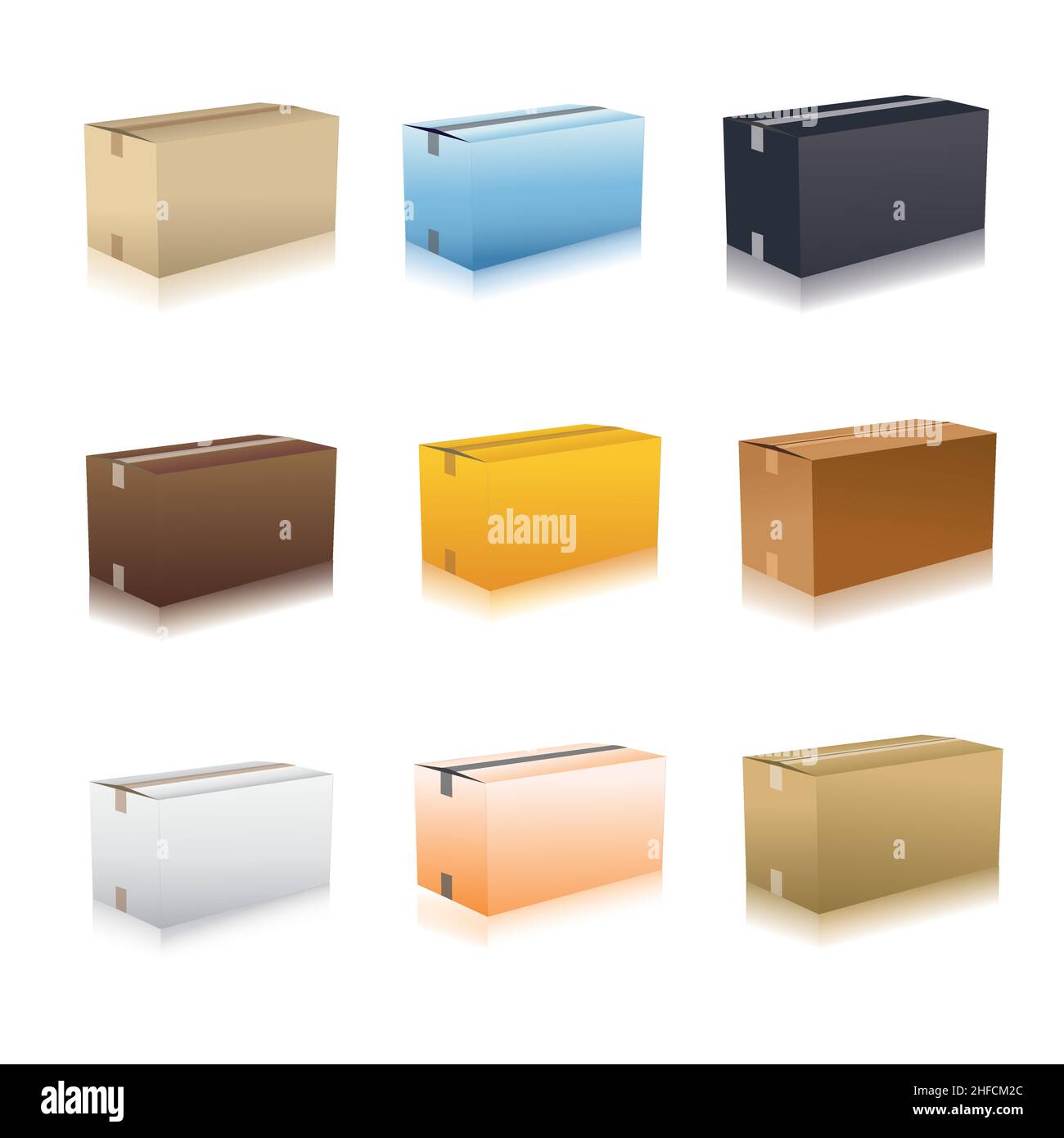 closed carton delivery packaging box set on white background. Vector ...