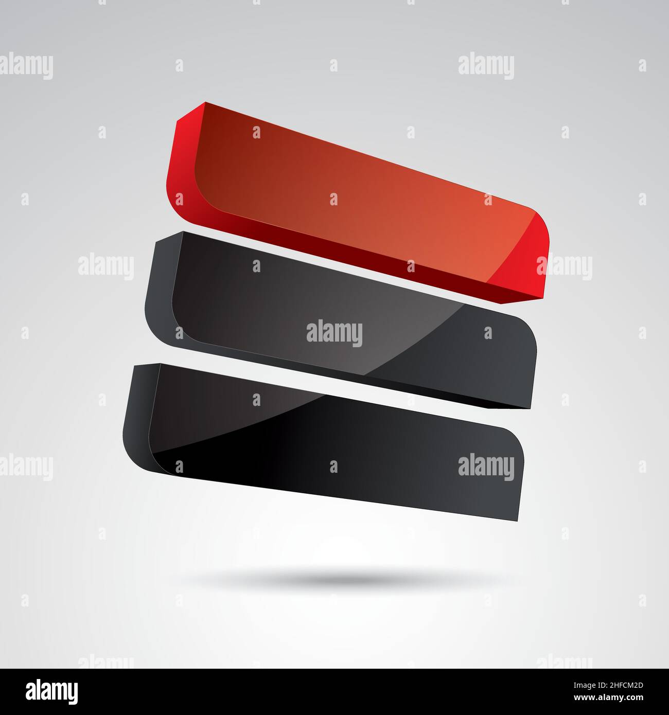 cube frames 3d vector icon as logo formation in black and red glossy ...