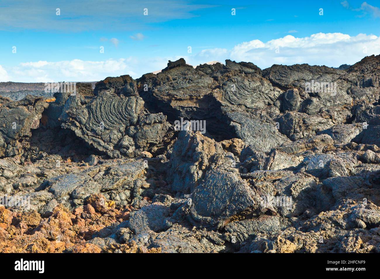 Stones of volcanic flow give a beautiful natural structure Stock Photo ...