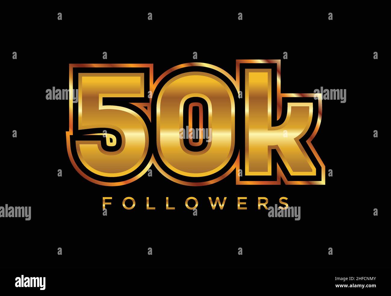 3d golden 50k followers social media celebration design. Vector ...