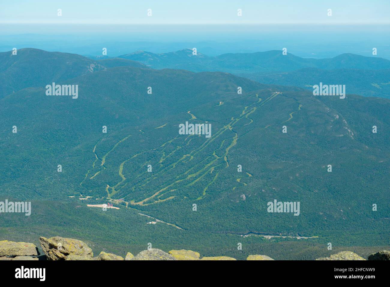 Wildcat Mountain and Ski Area aerial view in summer from top of the ...