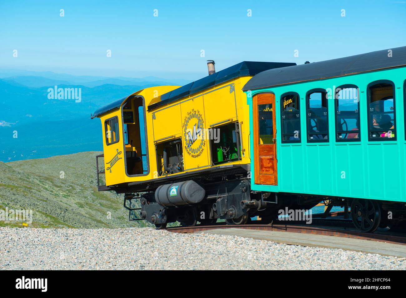 Mount Washington Cog Railroad at the top of Mount Washington in White ...