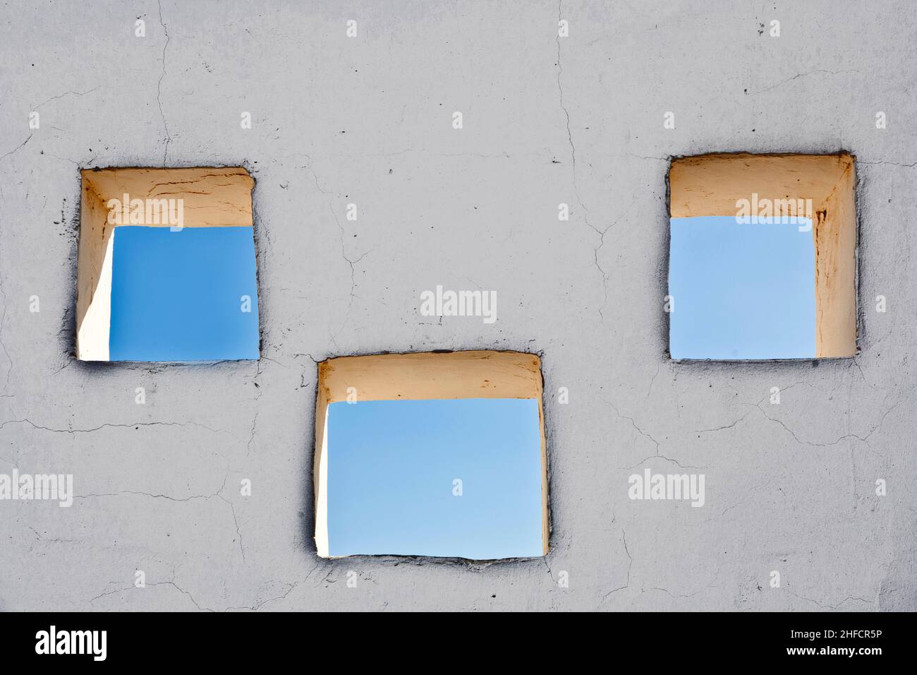 facade of house with open windows in sunlight Stock Photo - Alamy