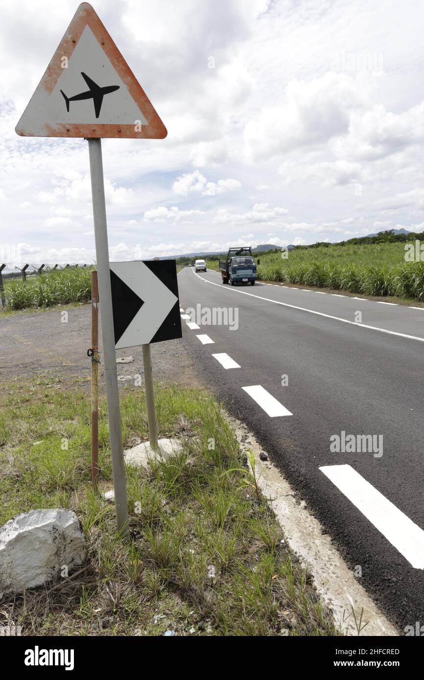 Warning sign highway code low flying aircraft or sudden aircraft noise ...