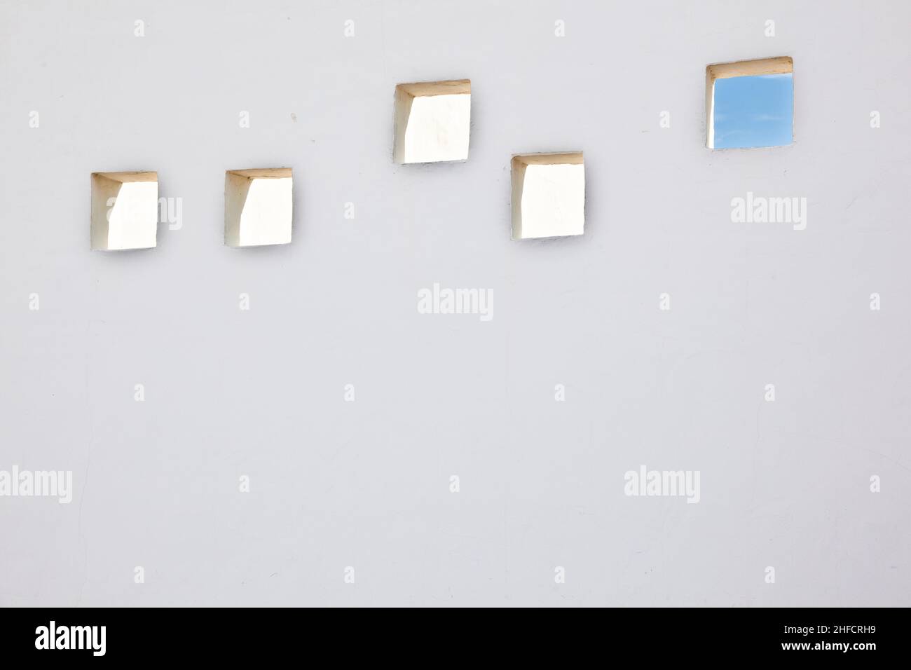 window with sky at wall in harmony Stock Photo - Alamy