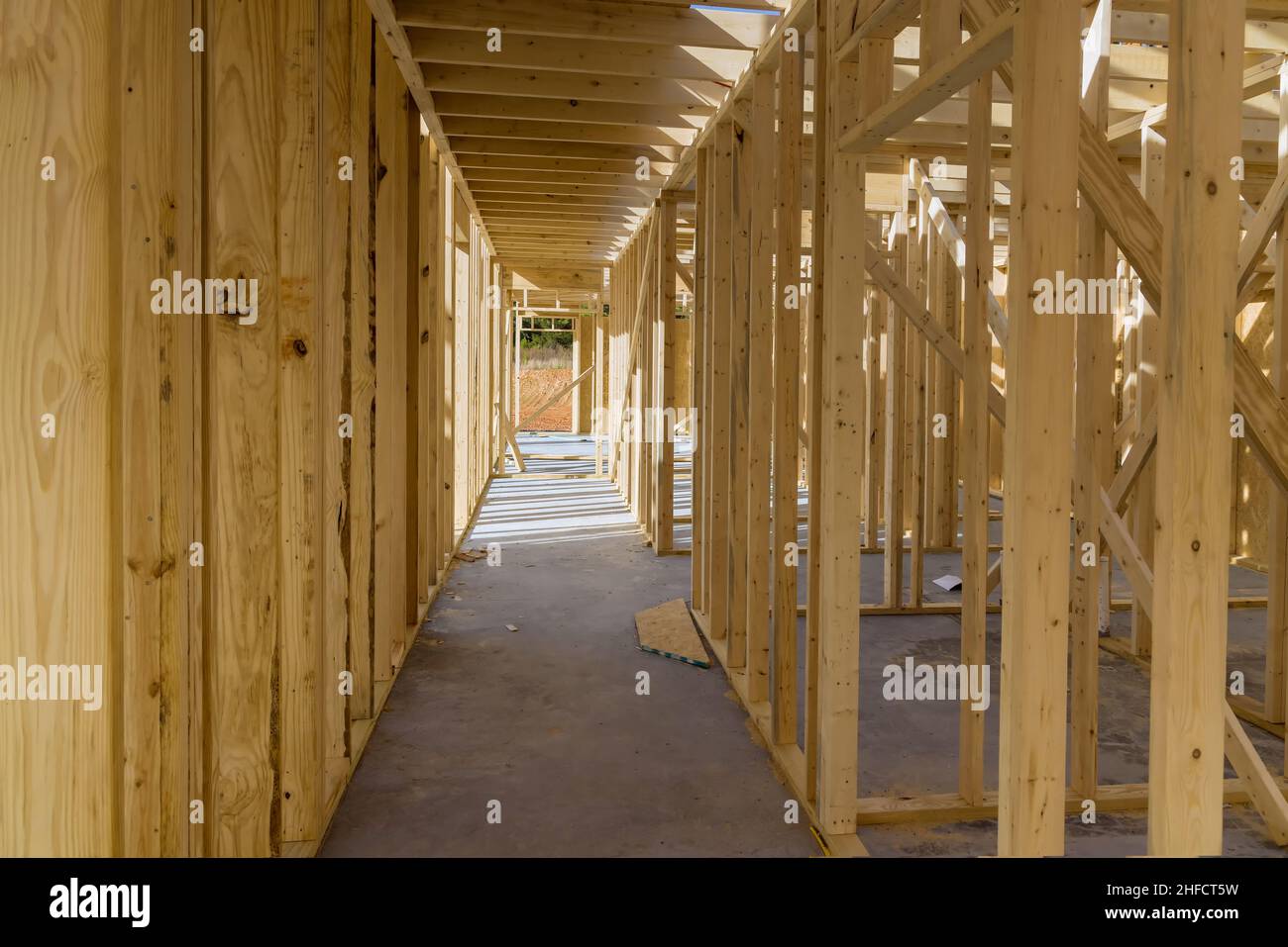 Framing beam of new house under construction home framing Stock Photo ...