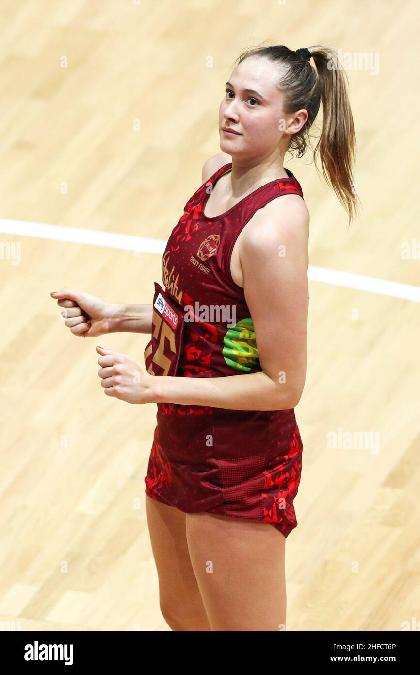 Vitality RosesÕ Georgina Fisher in action during the Netball Quad ...