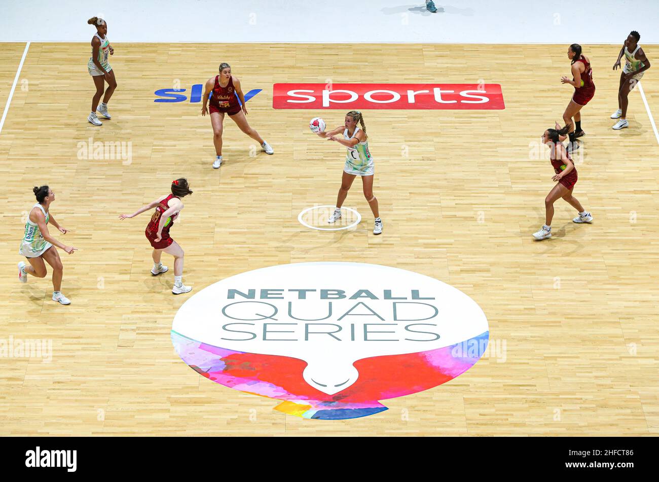 General view of the action during the Netball Quad Series match at the ...