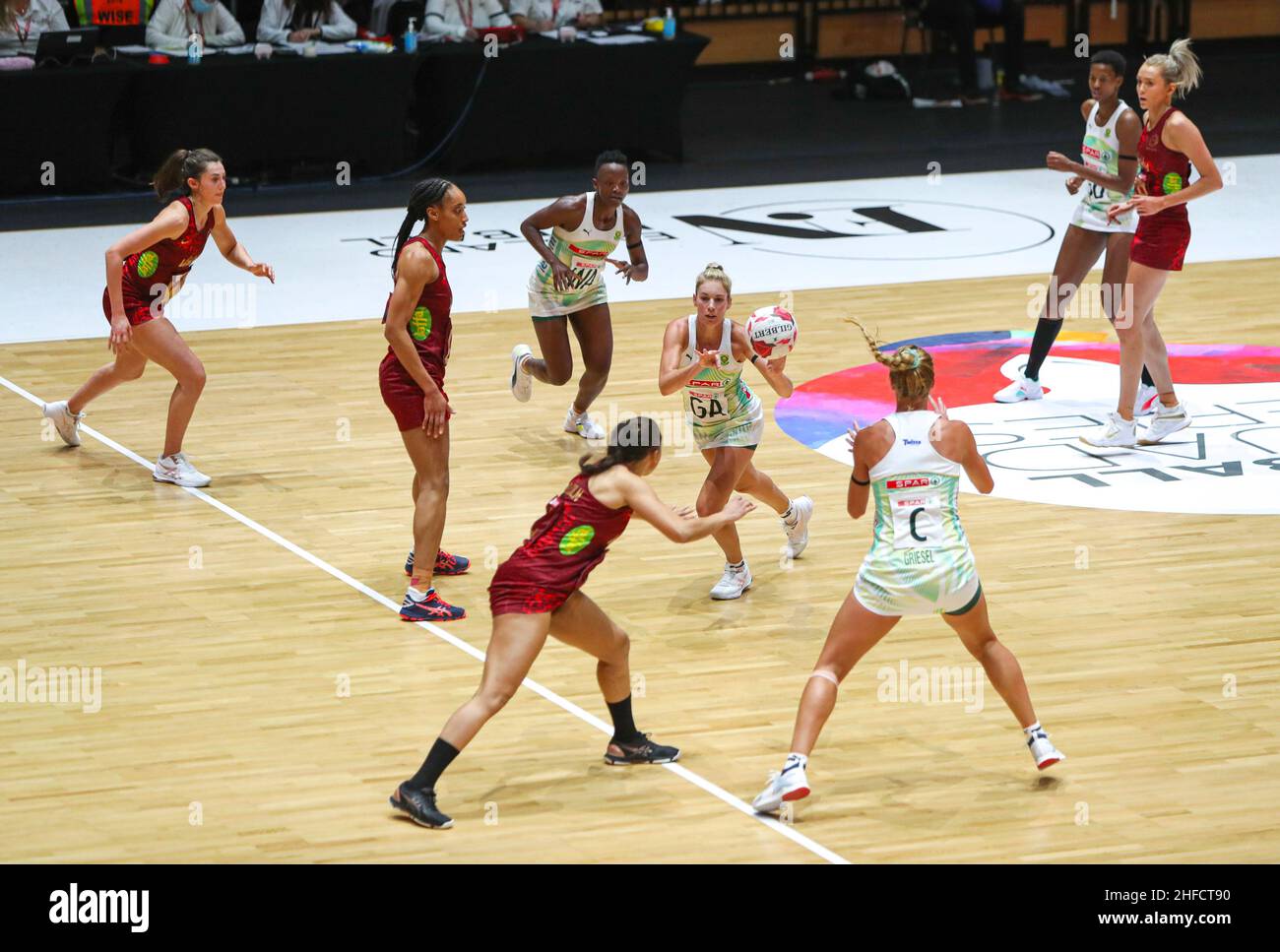 South AfricaÕs Lefebre Rademan plays a pass during the Netball Quad ...