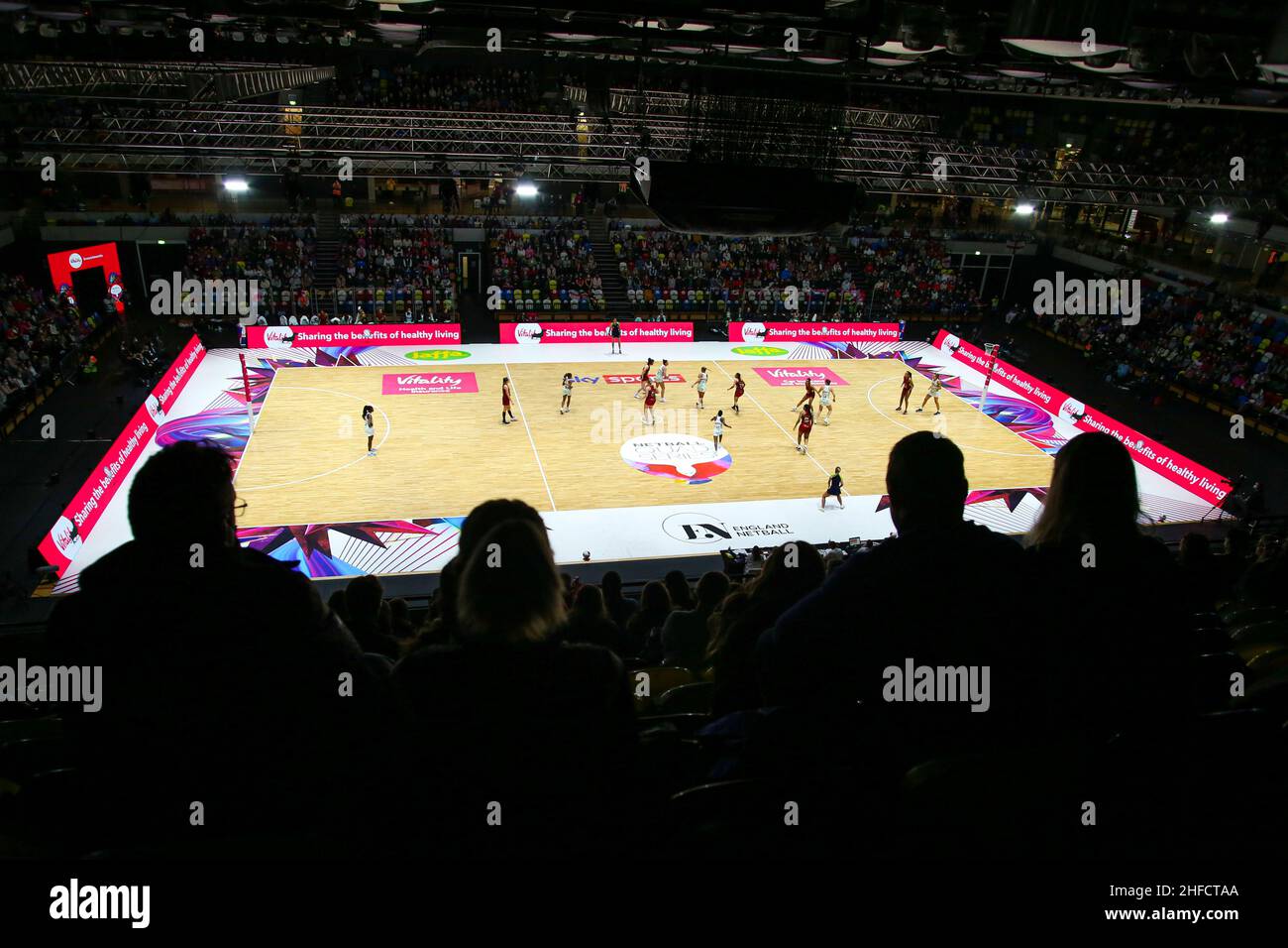 General view of the action during the Netball Quad Series match at the ...
