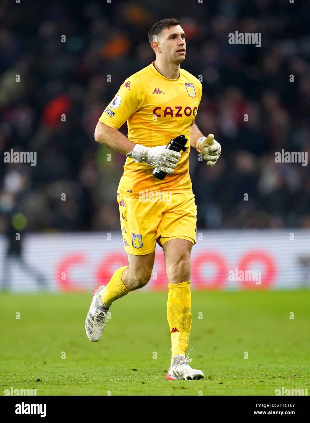 Aston Villa goalkeeper Emiliano Martinez at half-time during the ...