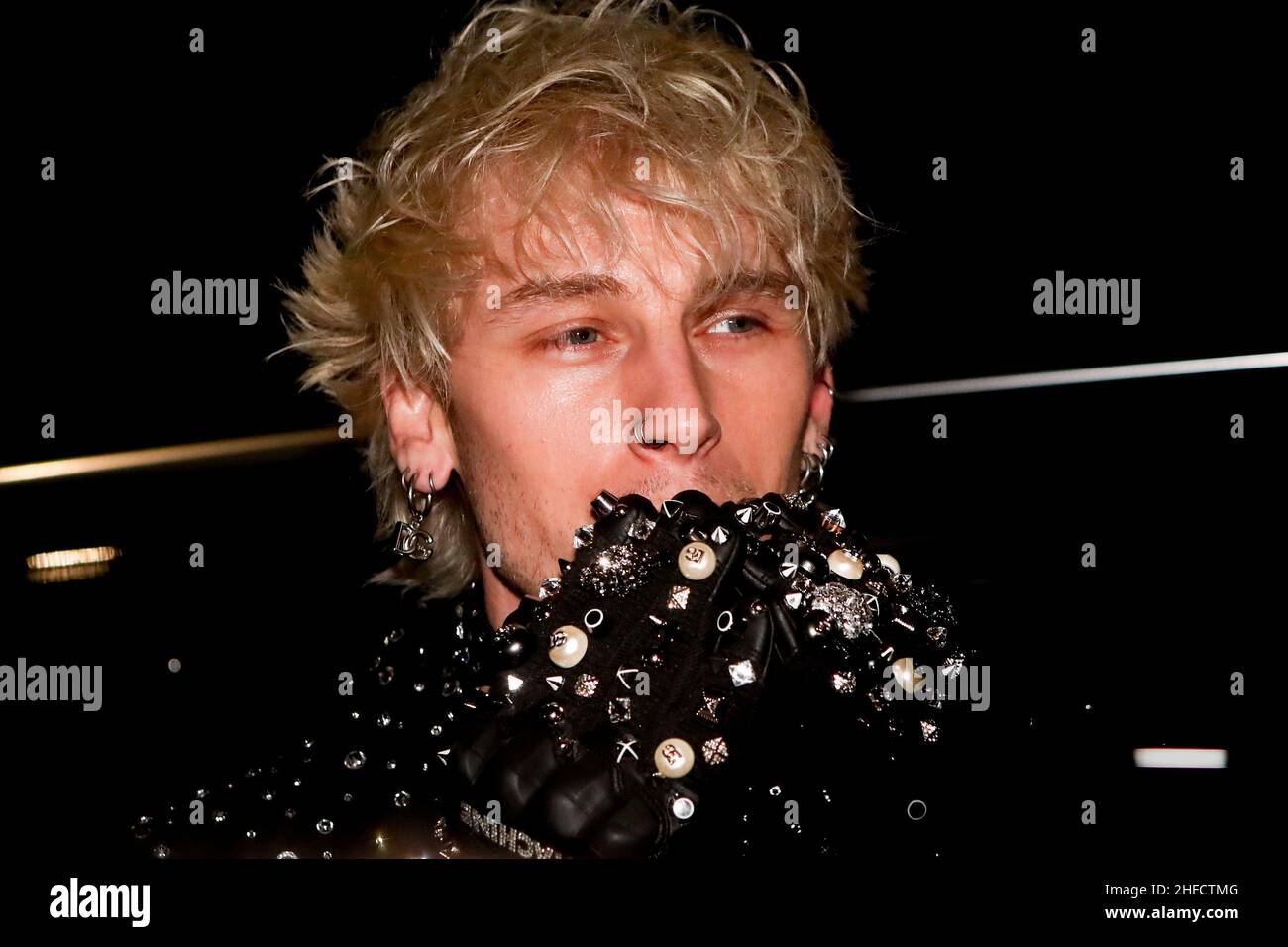 American actor and singer Machine Gun Kelly is seen at Dolce & Gabbana ...