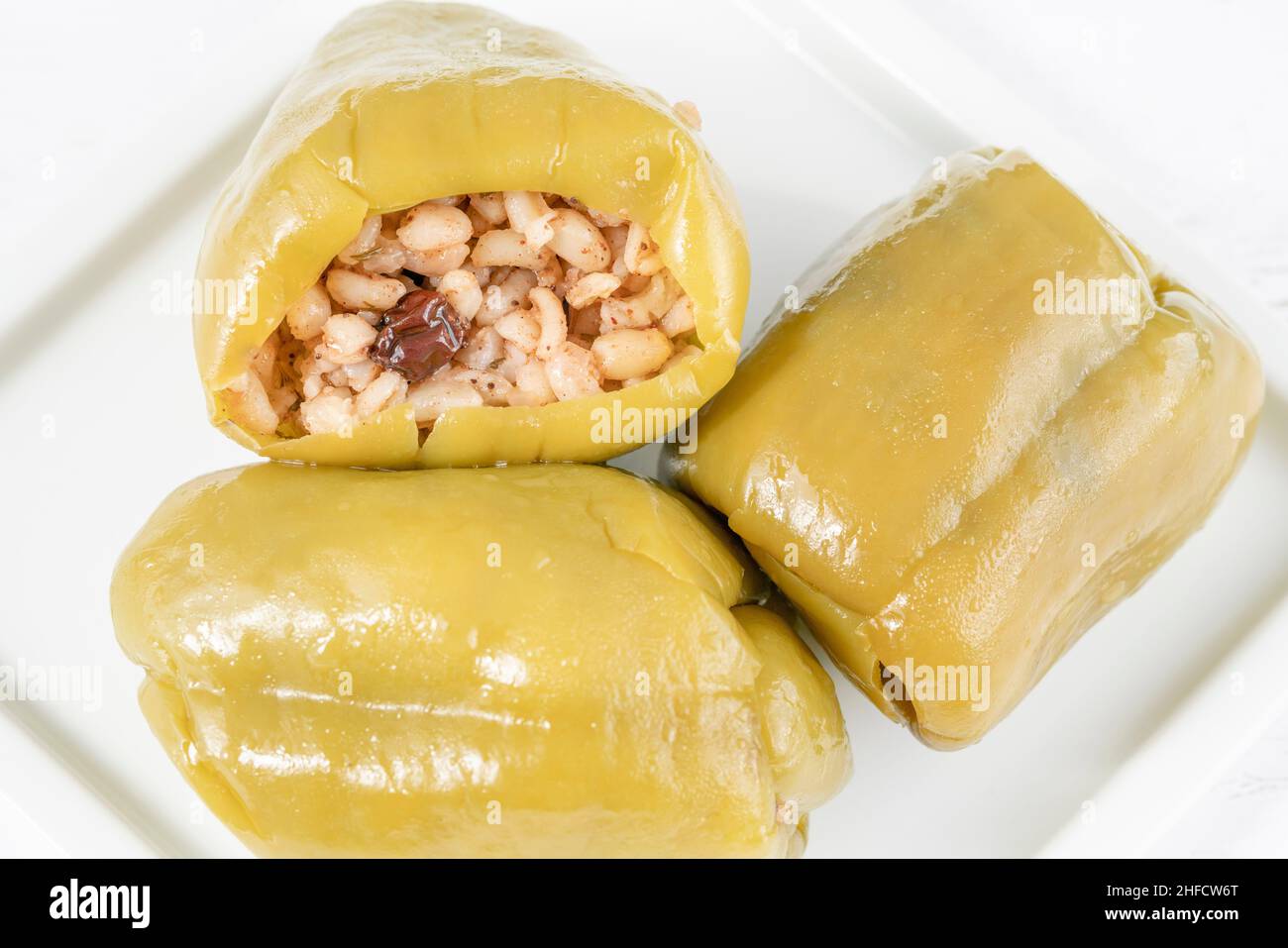 Turkish food, Homemade traditional wheat stuffed green pepper with ...