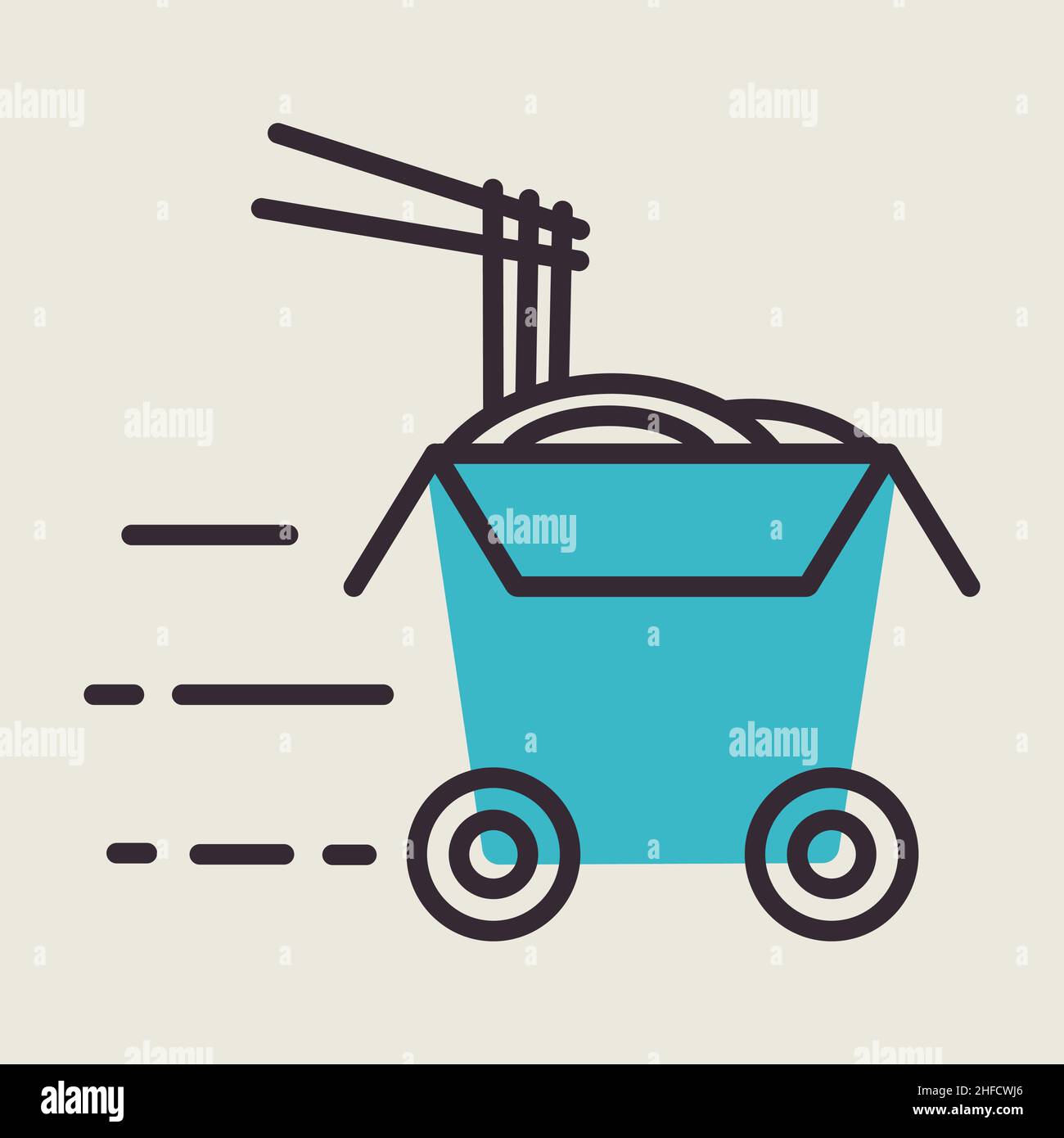 Wheeled wok box vector flat icon. Delivery sign. Graph symbol for ...